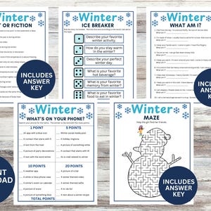 Winter Games Bundle, Printable Winter Party Games, Winter Activities ...