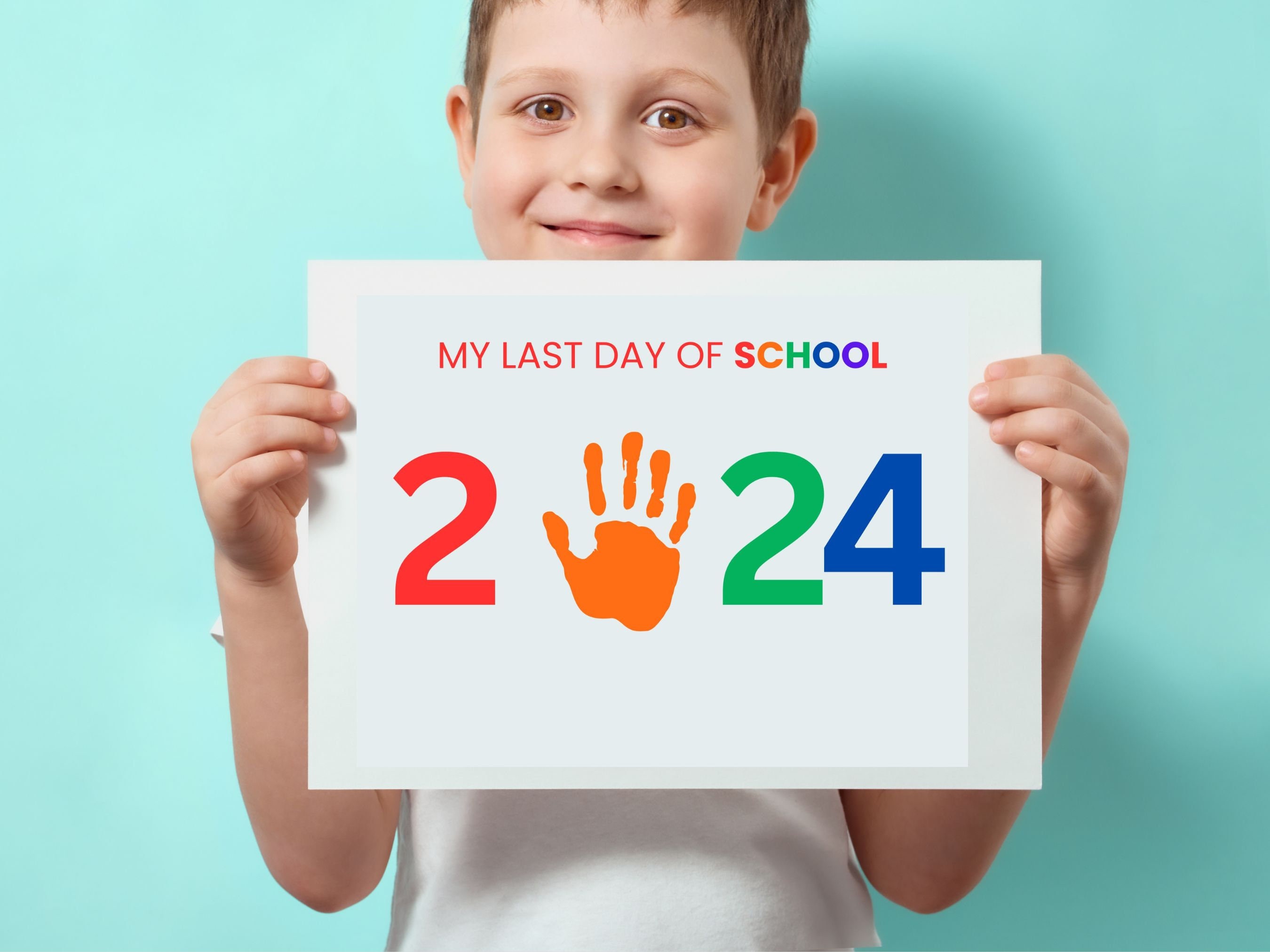 Last Day of School Sign Printable, Last Day of School Handprint Craft ...