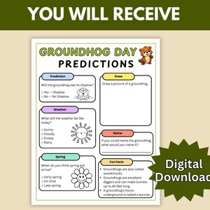 Groundhog Day Prediction Worksheet for Kids, Printable Classroom ...