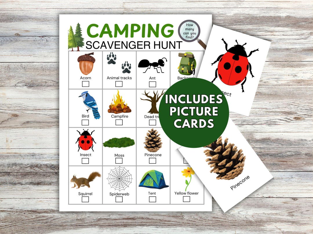 Camping Scavenger Hunt for Kids, Camping Activity, Camping Game, Summer ...