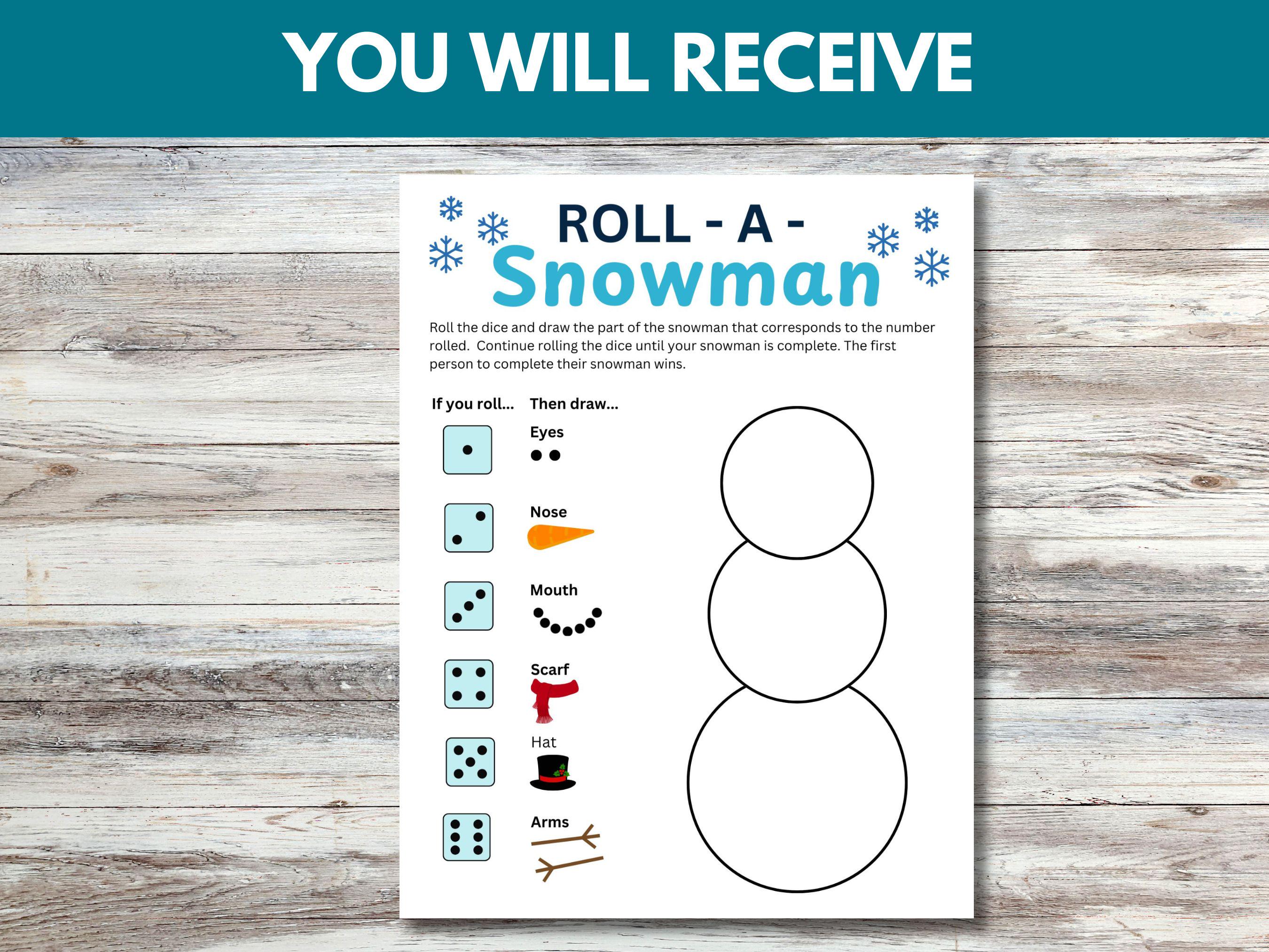 Roll A Snowman Game: Printable Winter Activity (PDF) - Etsy