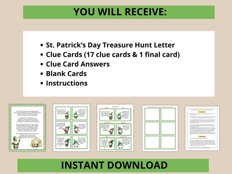St. Patrick's Day Treasure Hunt Printable St. Patrick's Day Scavenger ...