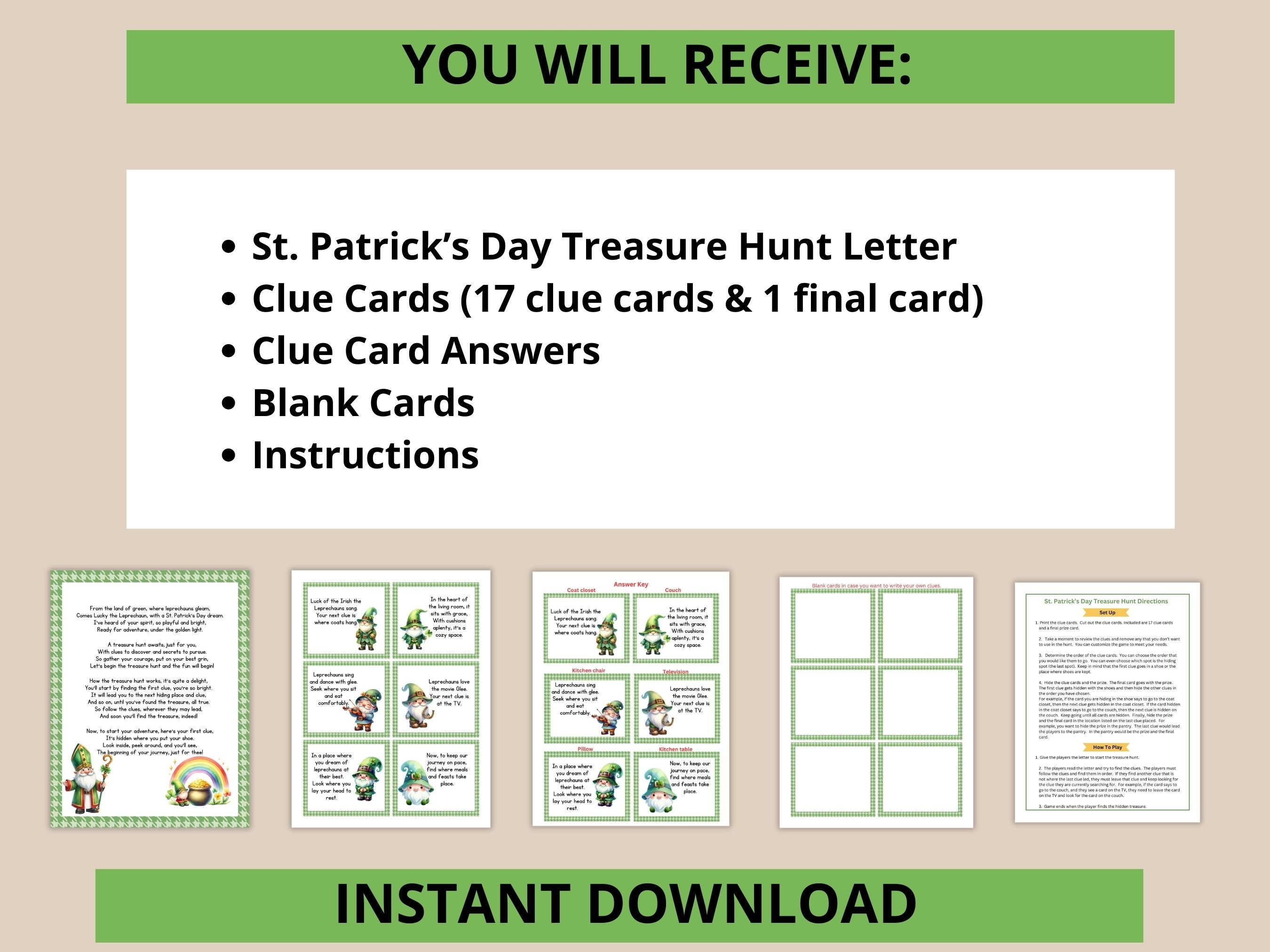 St. Patrick's Day Treasure Hunt Printable St. Patrick's Day Scavenger ...