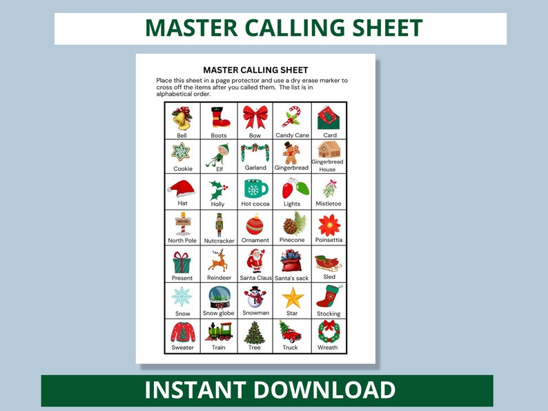 Christmas Bingo Printable 30 Unique Holiday Bingo Cards Christmas Games ...
