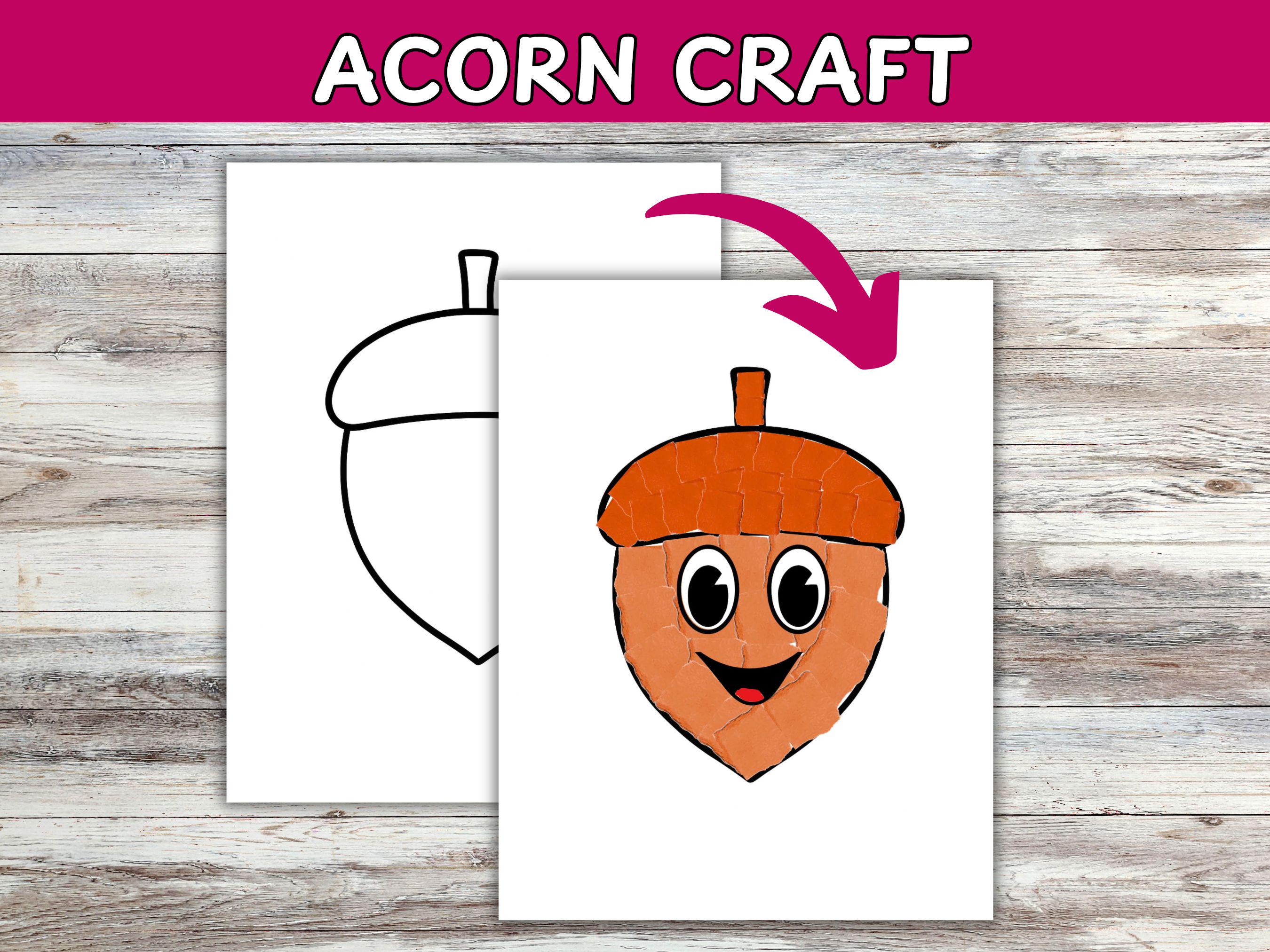 Torn Paper Acorn Craft: Printable Fall Kids Activity (PDF Download) - Etsy
