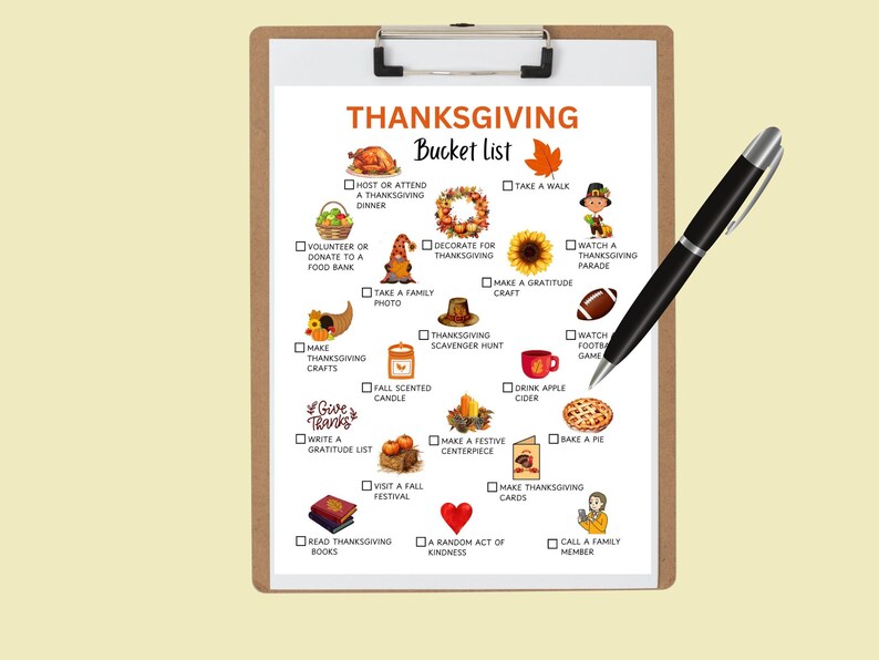 Thanksgiving Bucket List: Family Activity Printable (digital Download ...