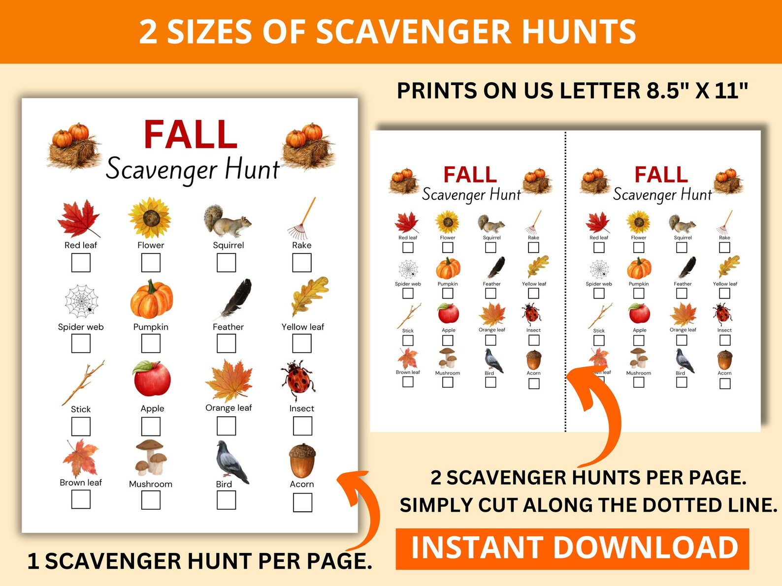 Fall Scavenger Hunt, Autumn Scavenger Hunt, Printable Fall Scavenger ...
