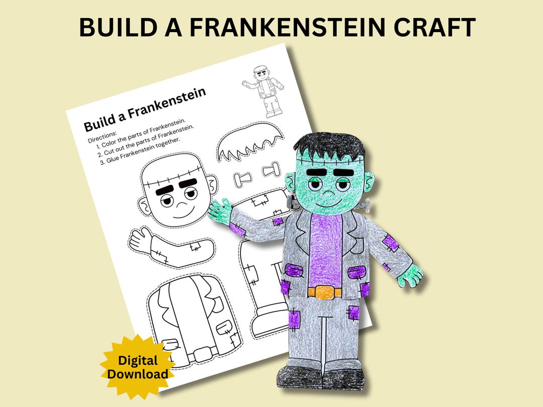 Build a Frankenstein Craft, Halloween Craft for Kids, Monster Craft ...