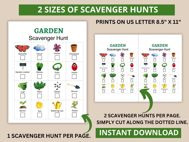 Garden Scavenger Hunt, Summer Scavenger Hunt, Printable Outdoor ...