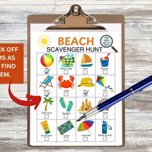 Beach Scavenger Hunt for Kids: Printable Summer Activity (digital ...