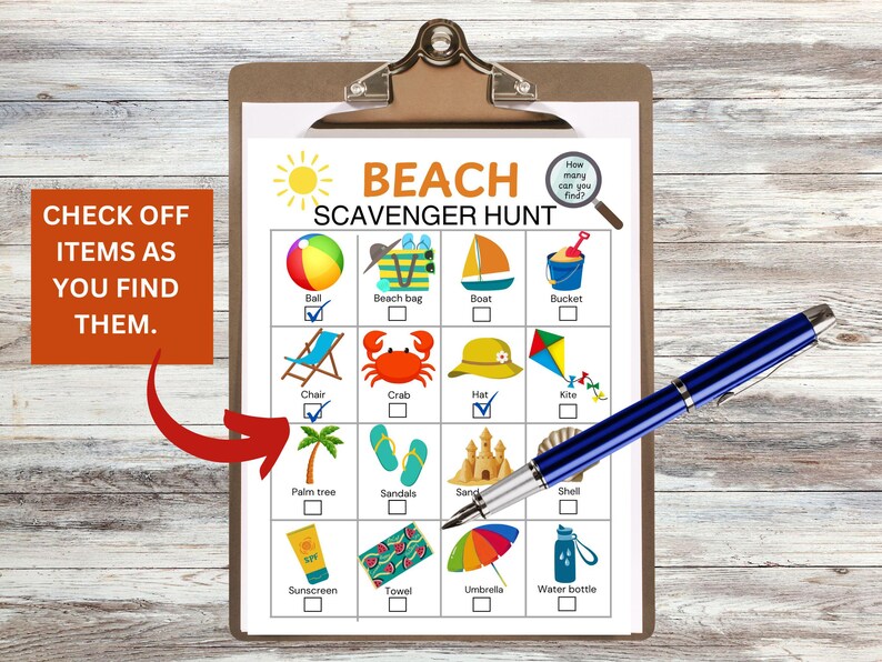 Beach Scavenger Hunt for Kids, Beach Activity, Beach Game, Beach ...