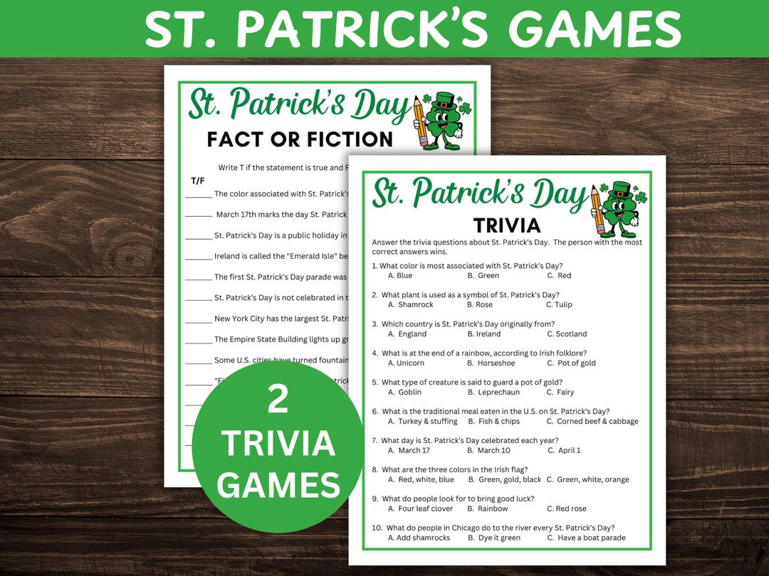 St. Patrick's Day Trivia Game, St. Patrick's Day Fact or Fiction Game ...