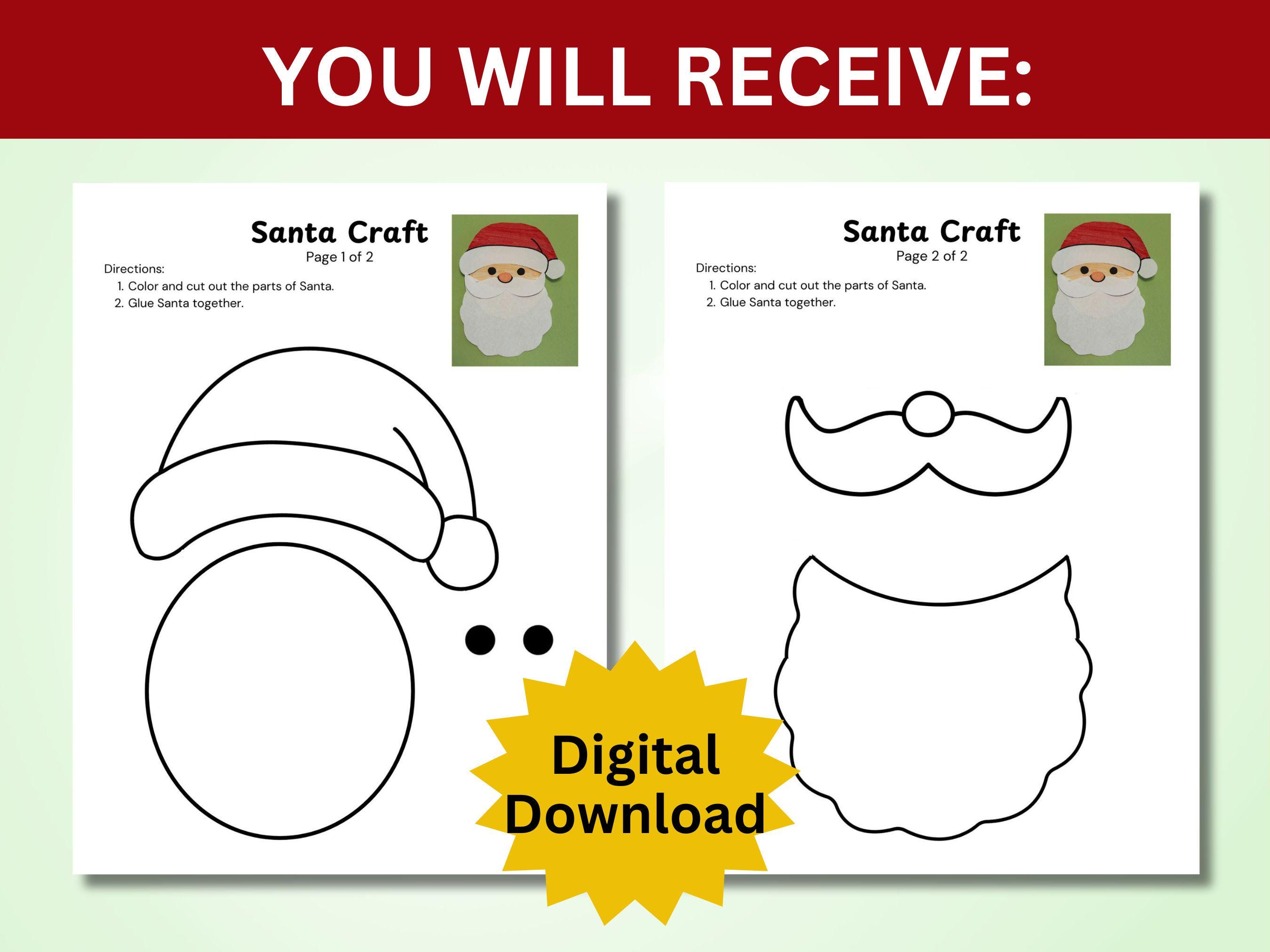 Printable Santa Craft for Kids: Christmas Coloring Activity (PDF) - Etsy