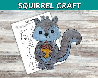 Squirrel Craft for Kids, Fall Activity, Autumn Coloring, - Etsy