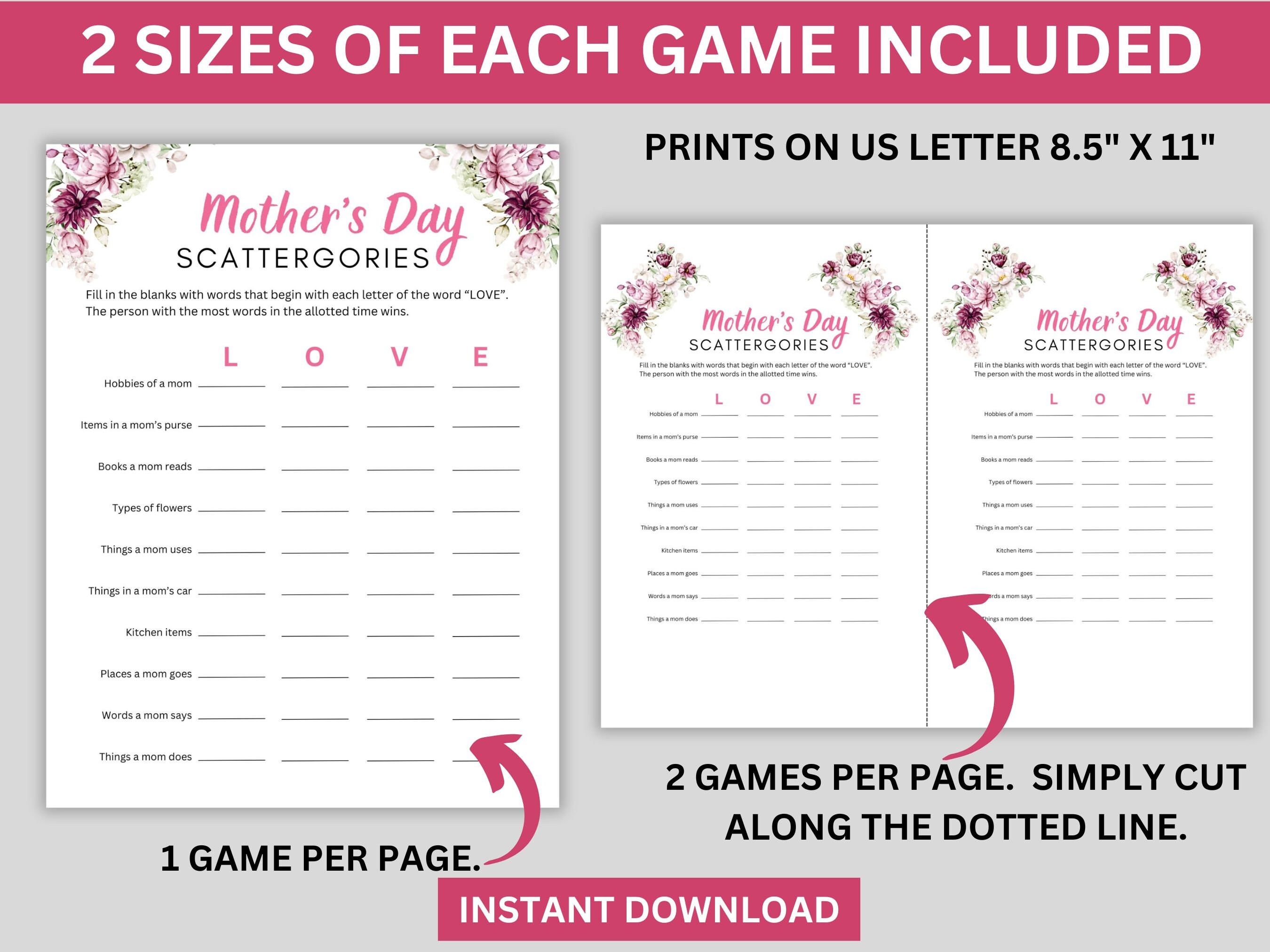 Mother's Day Game Bundle, Printable Mother's Day Games, Mother's Day ...