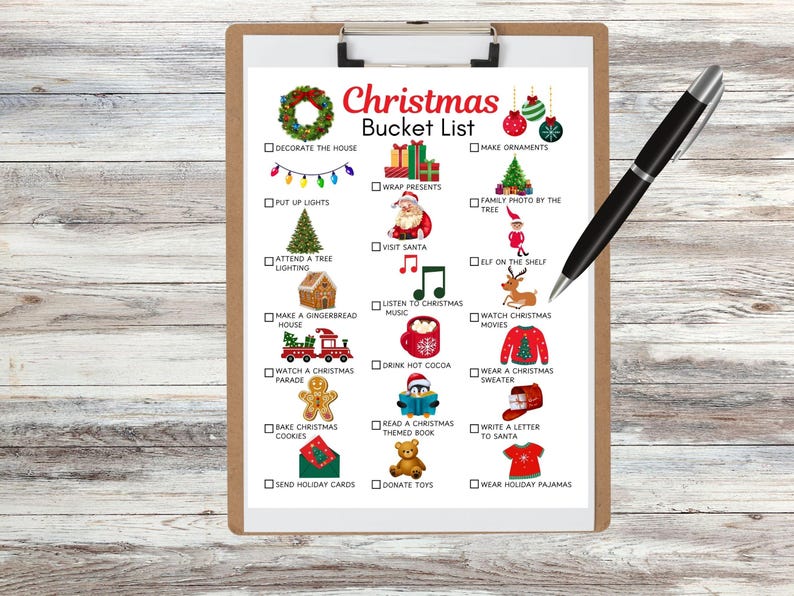 Christmas Bucket List Printable: Family Holiday Activities (digital ...