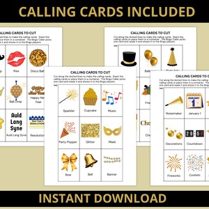 New Year's Eve Bingo Game, Printable New Years Bingo Game, Family New ...