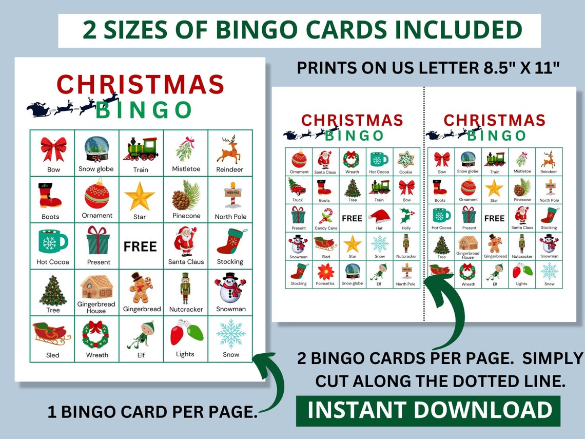 Christmas Bingo Printable 30 Unique Holiday Bingo Cards Christmas Games ...