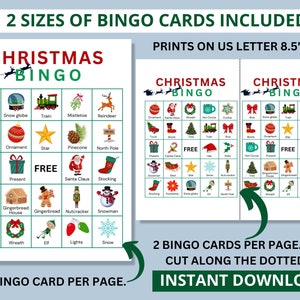 Christmas Bingo Printable 30 Unique Holiday Bingo Cards Christmas Games ...