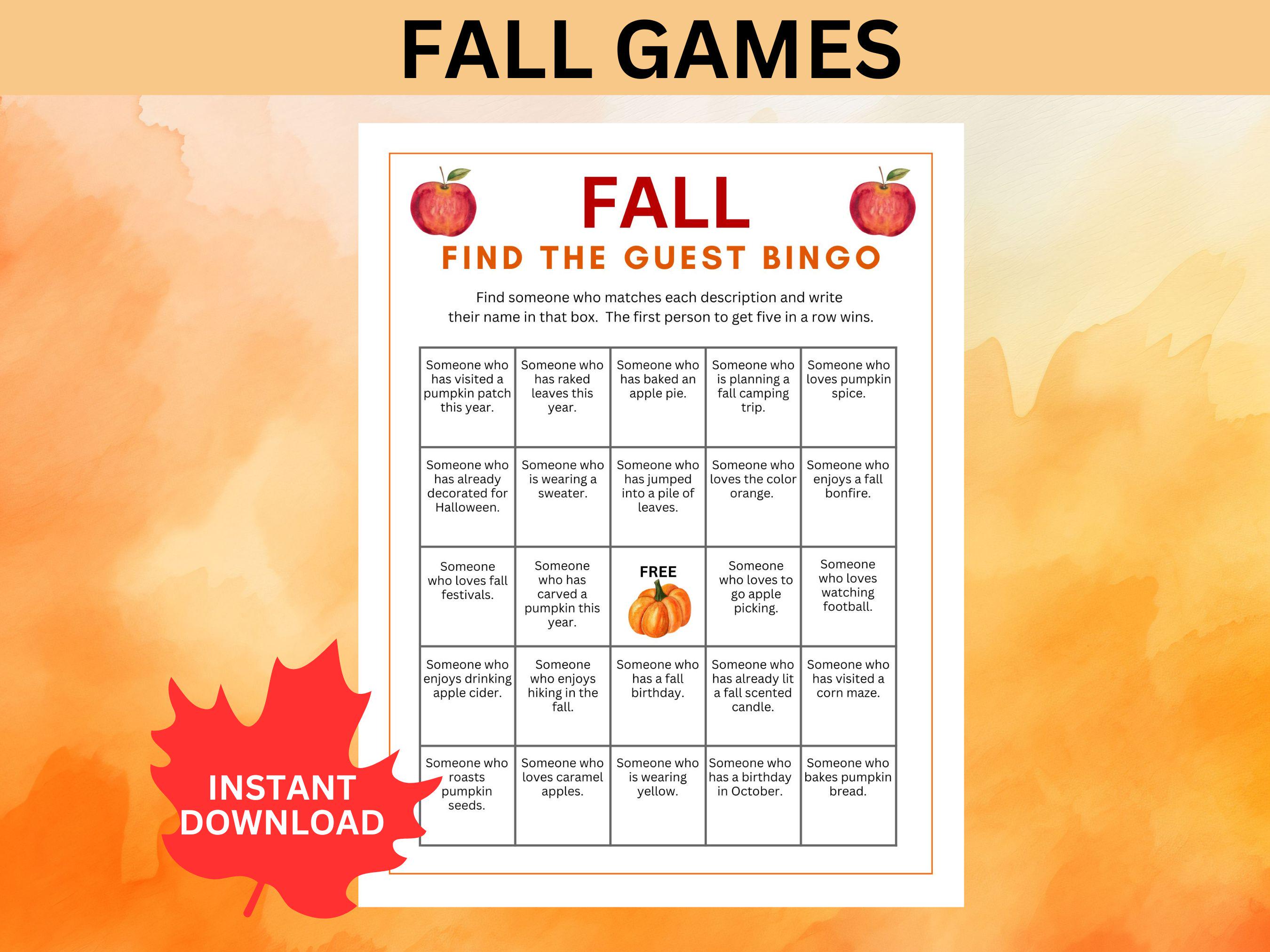 Fall Games, Fall Activities for Kids and Adults, Autumn Games, Fall ...