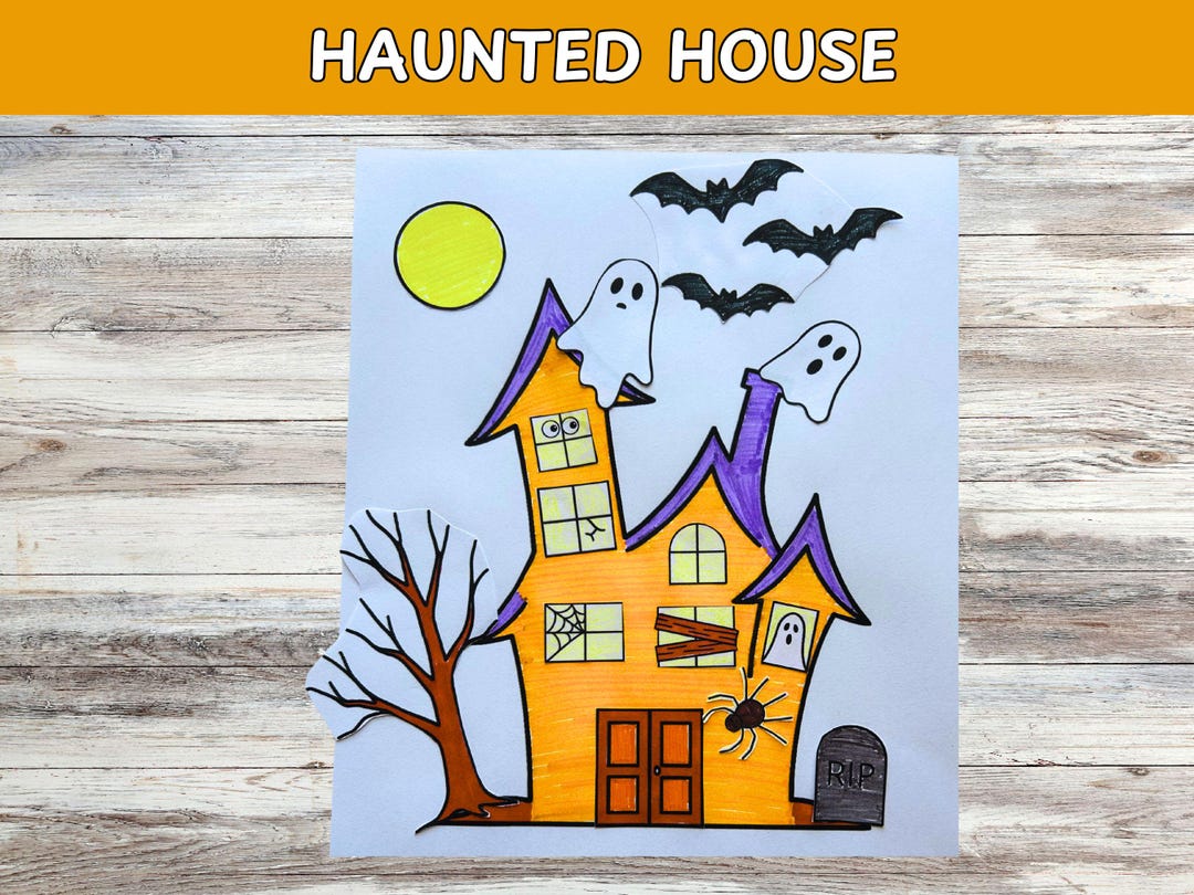 Haunted House Halloween Craft for Kids: Printable Activity - Etsy