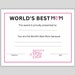 Mother's Day Certificate, Printable World's Best Mom Certificate ...