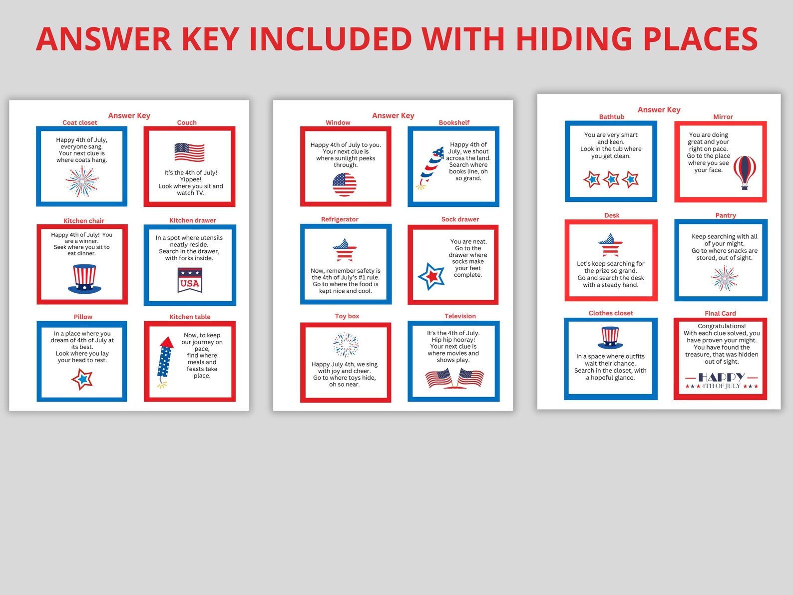 4th of July Scavenger Hunt for Kids Fourth of July Treasure Hunt ...