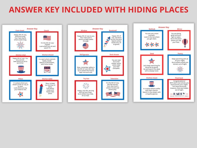 4th of July Scavenger Hunt for Kids Fourth of July Treasure Hunt ...