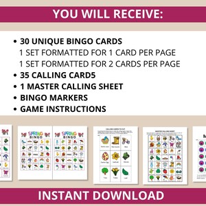 Spring Bingo Game Printable Springtime Bingo, Easter Bingo, 30 Spring ...