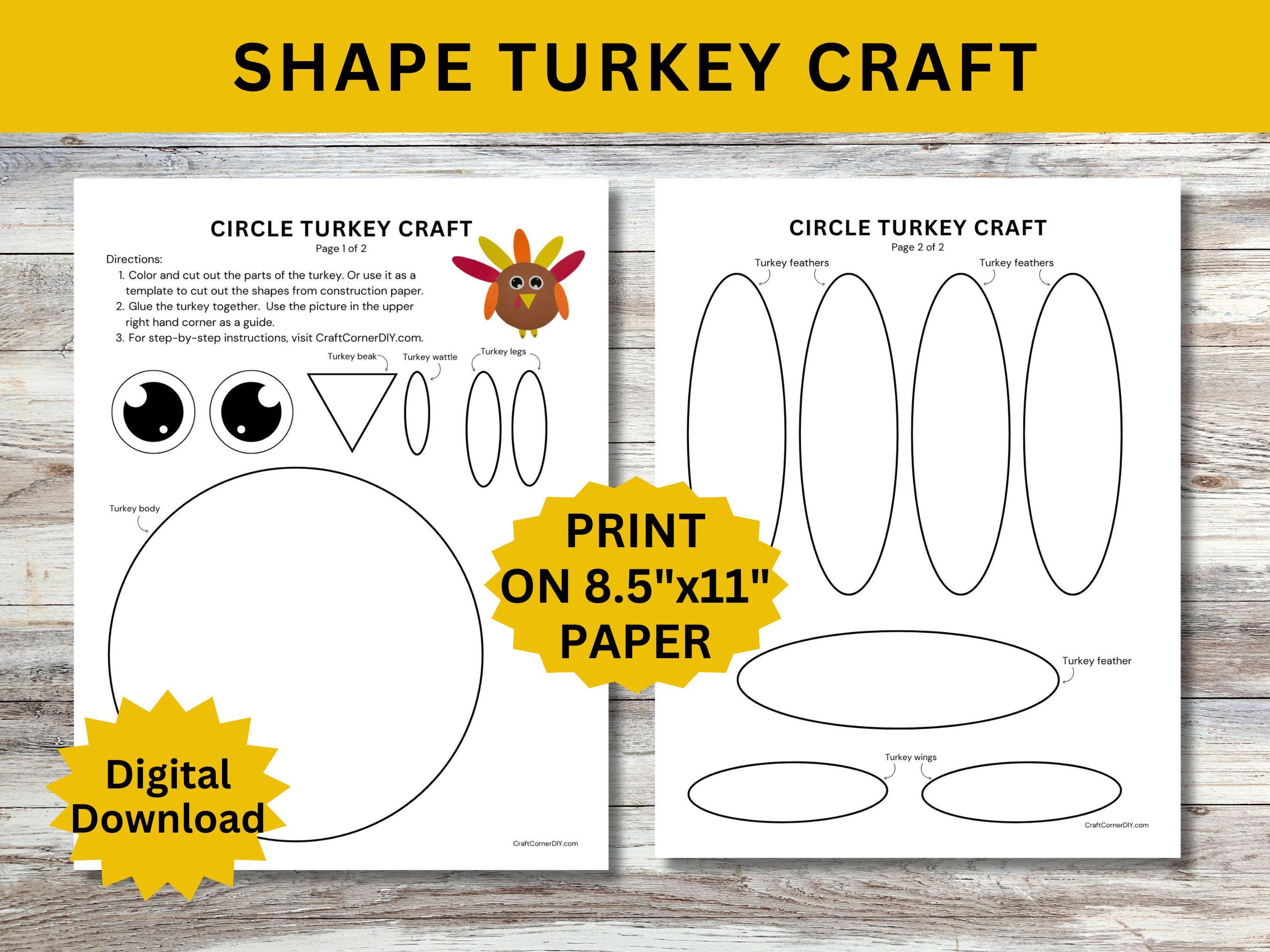 Shape Turkey Craft for Kids, Printable Thanksgiving Craft, Thanksgiving ...