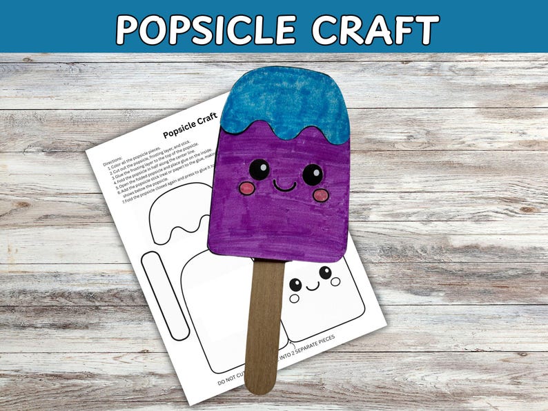 Popsicle Craft: Summer Printable Activity for Kids (PDF Download) - Etsy