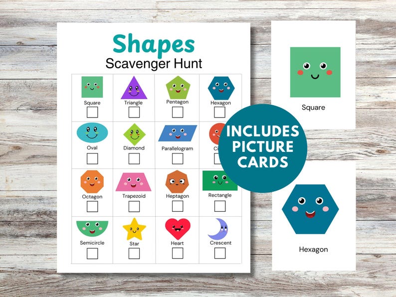 Shapes Scavenger Hunt: Kids Learning Activity (PDF Printable) - Etsy