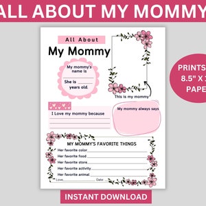All About My Mom, Printable All About Mom Questionnaire, Mother's Day ...