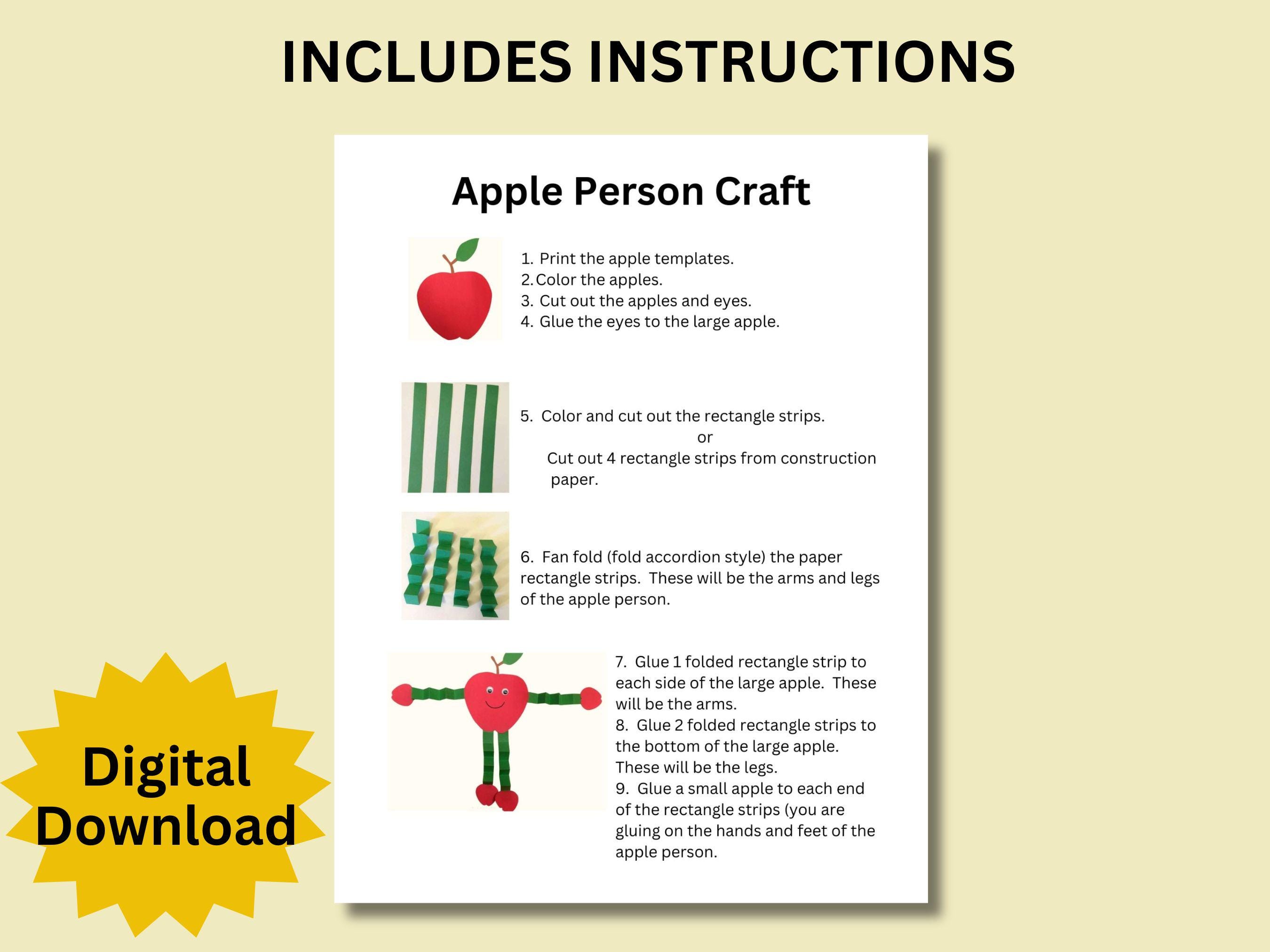 Apple Person Craft for Kids, Printable Fall Craft for Kids, Fall ...