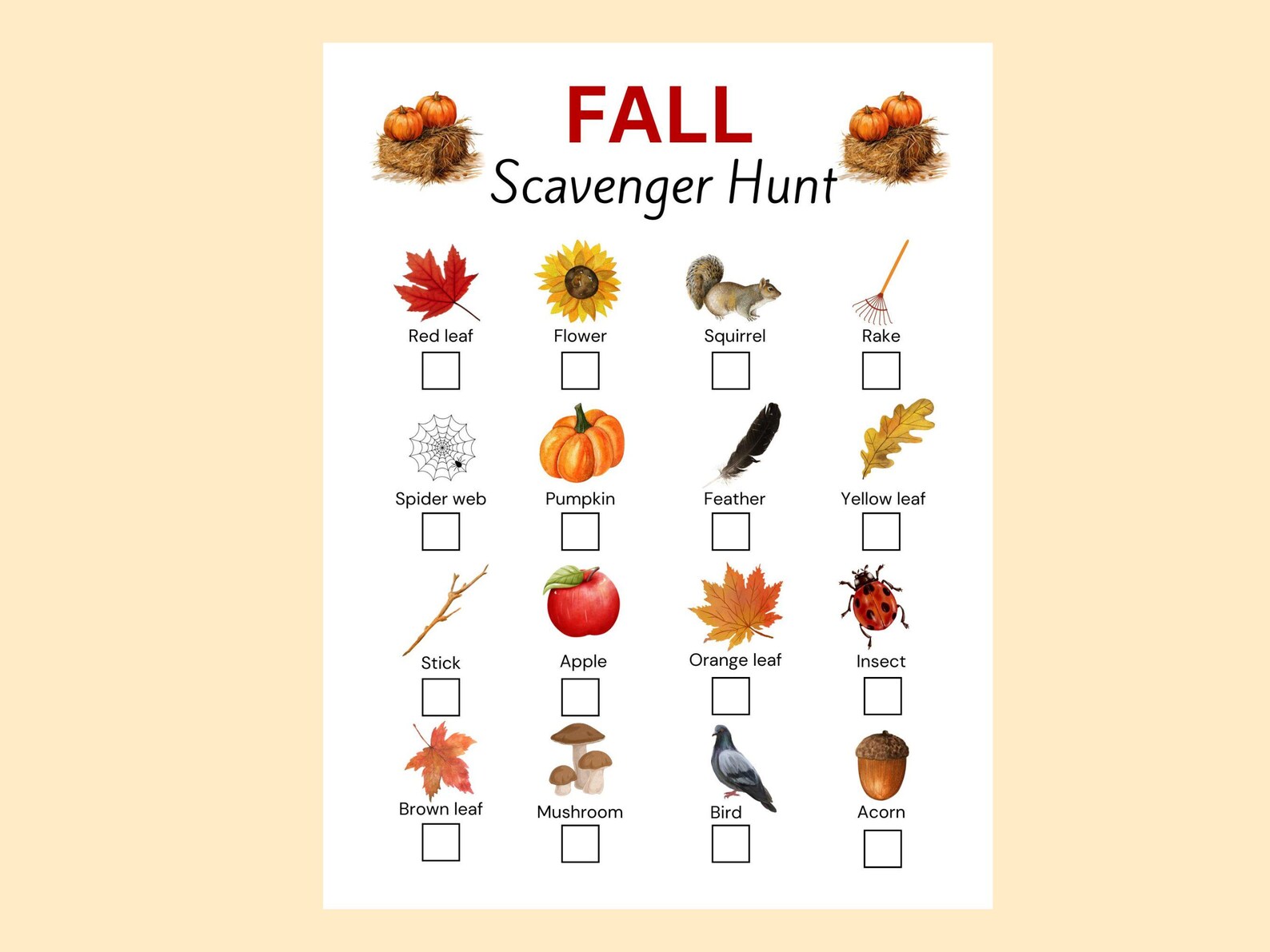 Fall Scavenger Hunt, Autumn Scavenger Hunt, Printable Fall Scavenger ...