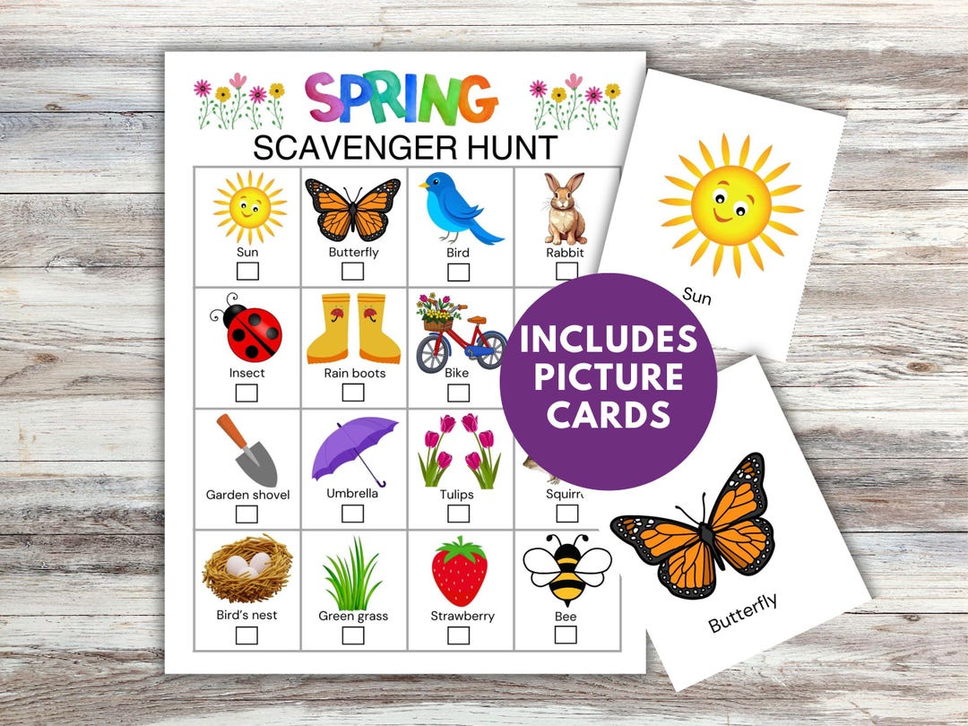 Spring Scavenger Hunt for Kids: Nature Picture Cards (digital Download ...
