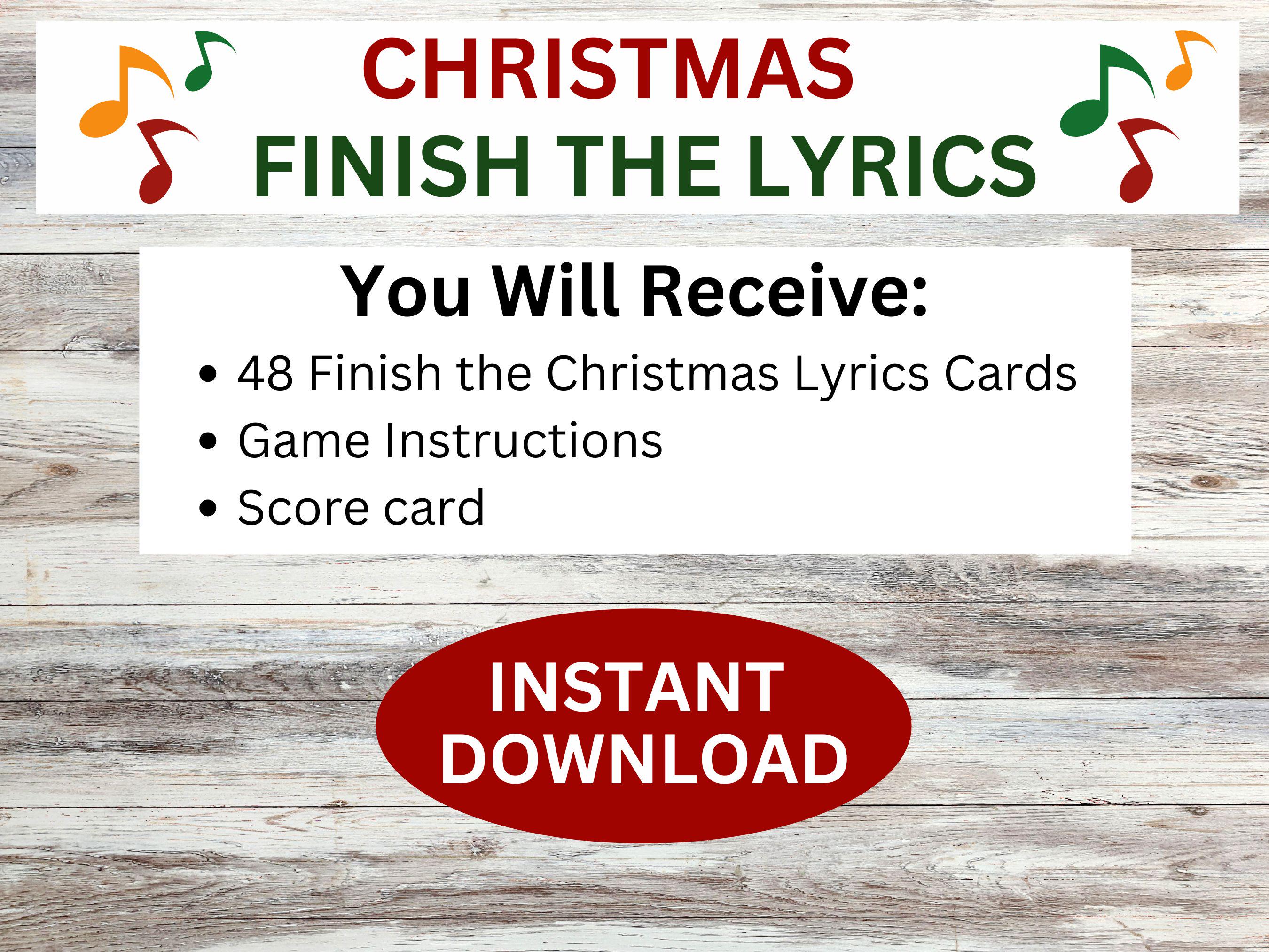 Christmas Carol Lyric Game: Printable Holiday Party Activity (PDF) - Etsy