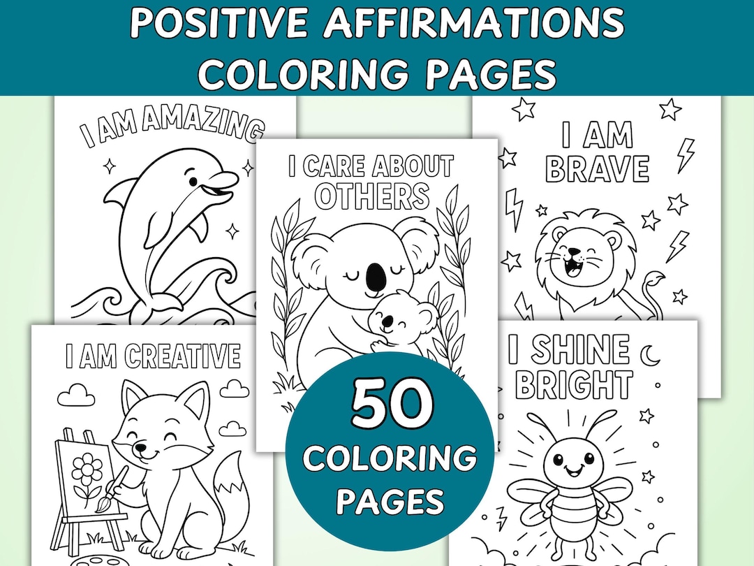 Positive Affirmations Coloring Pages for Kids, Mindfulness Activity ...