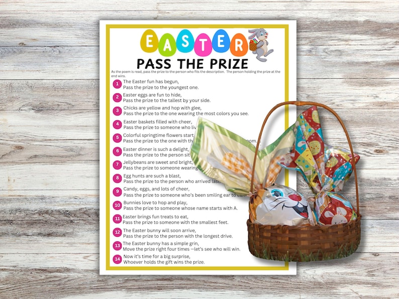 Printable Easter Pass the Prize Game: Family Party Activity (digital ...