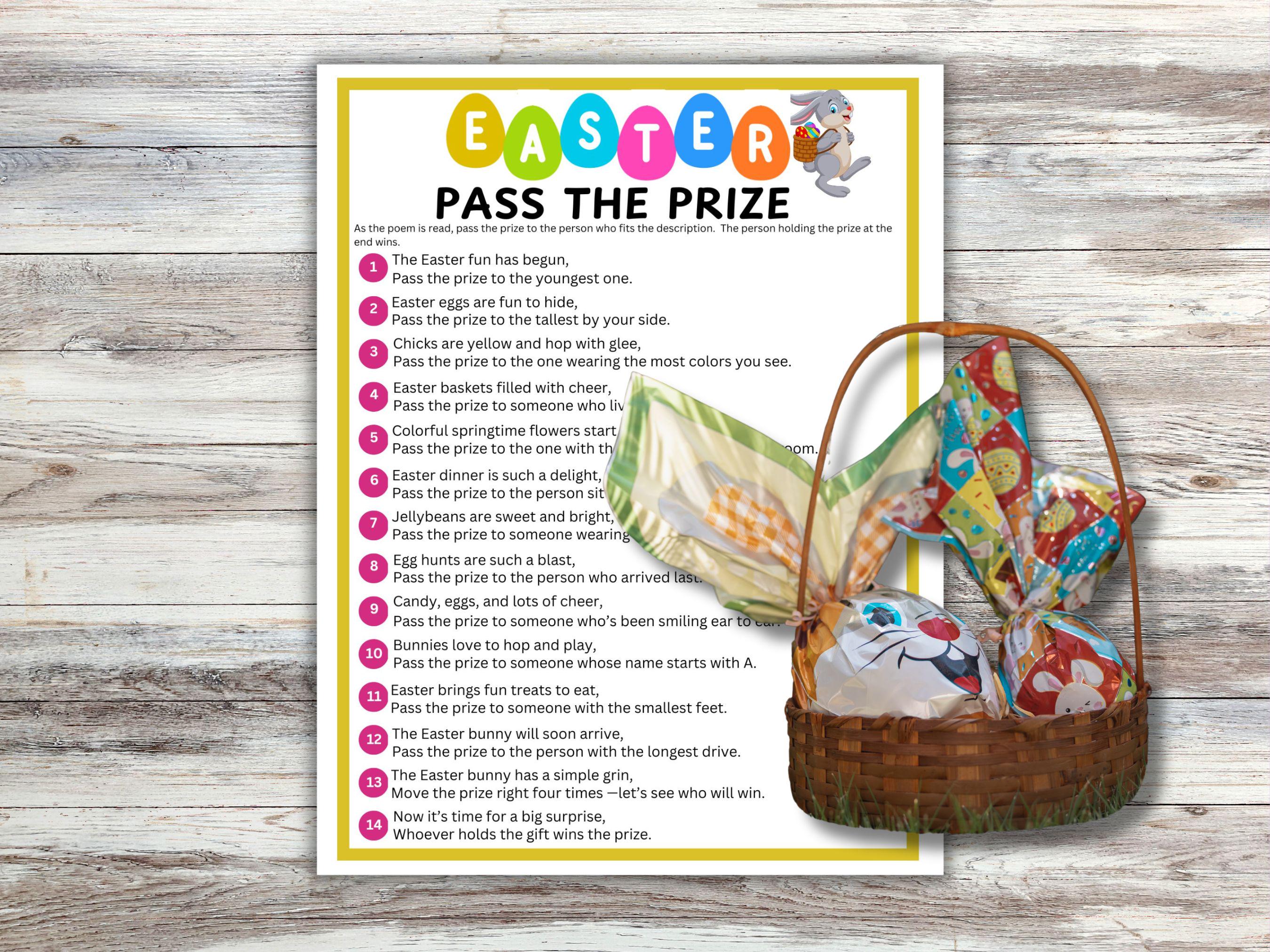 Printable Easter Pass the Prize Game: Family Party Activity (digital ...