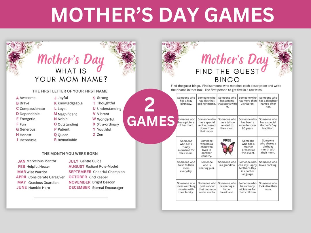 Mother's Day Games Printable Mother's Day Party Games, Mother's Day ...