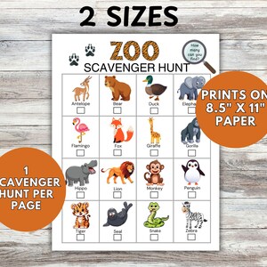 Zoo Scavenger Hunt, Zoo Treasure Hunt, Zoo Activity for Kids, Zoo Game ...