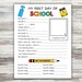 First Day of School Interview: Printable Questionnaire (PDF Download - Etsy