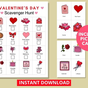Valentine's Day Scavenger Hunt Printable Valentine's Day Game for Kids ...