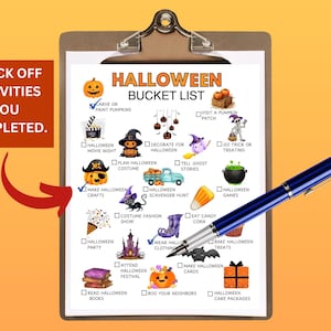 Halloween Bucket List Printable: Family Activities Checklist (digital ...