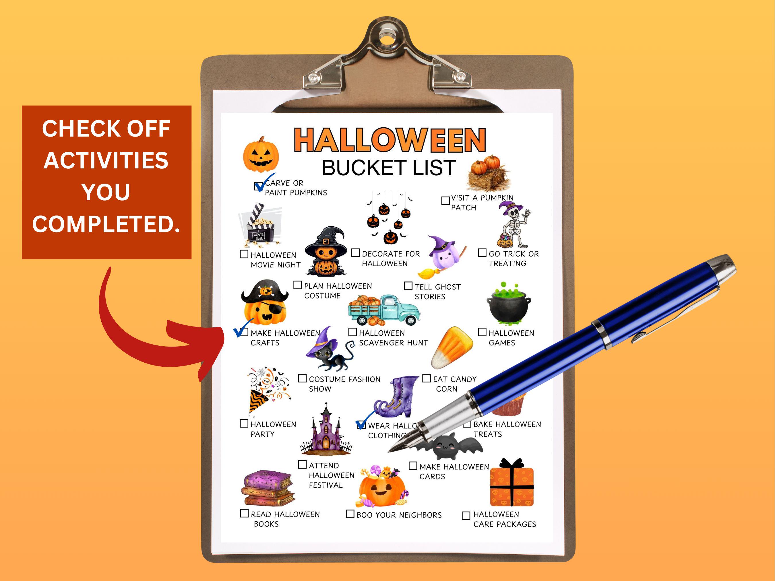 Halloween Bucket List Printable: Family Activities Checklist (digital ...