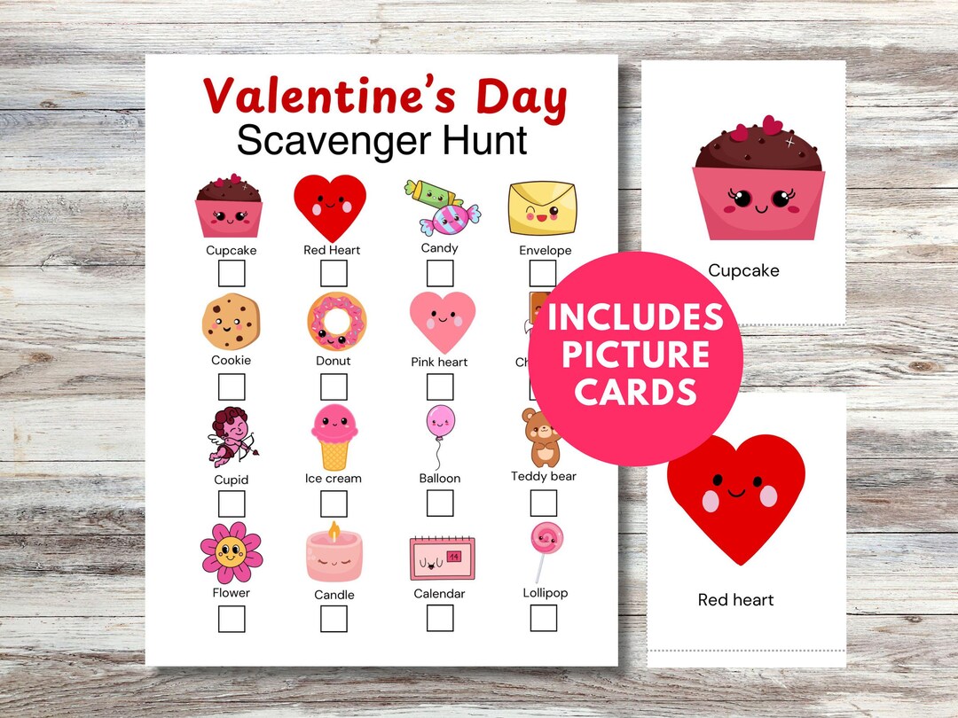 Valentine's Day Scavenger Hunt, Valentine's Day Game, Valentine's Day ...