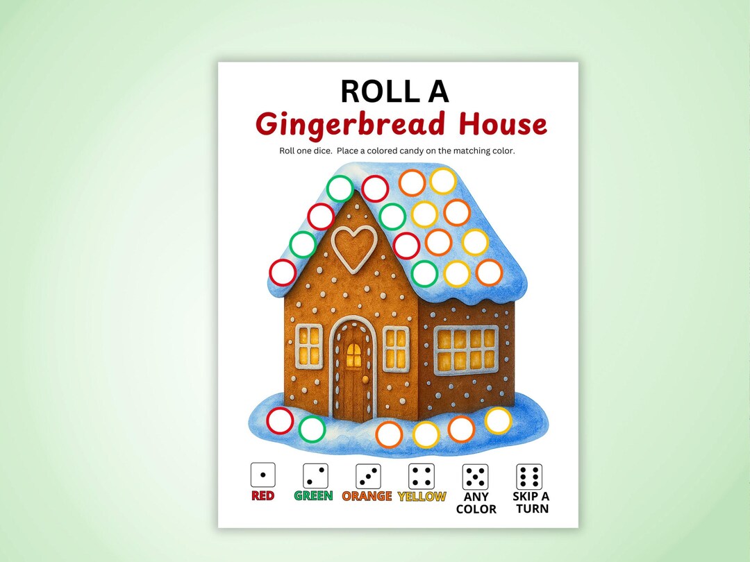 Roll a Gingerbread House Game, Christmas Dice Activity for Kids - Etsy