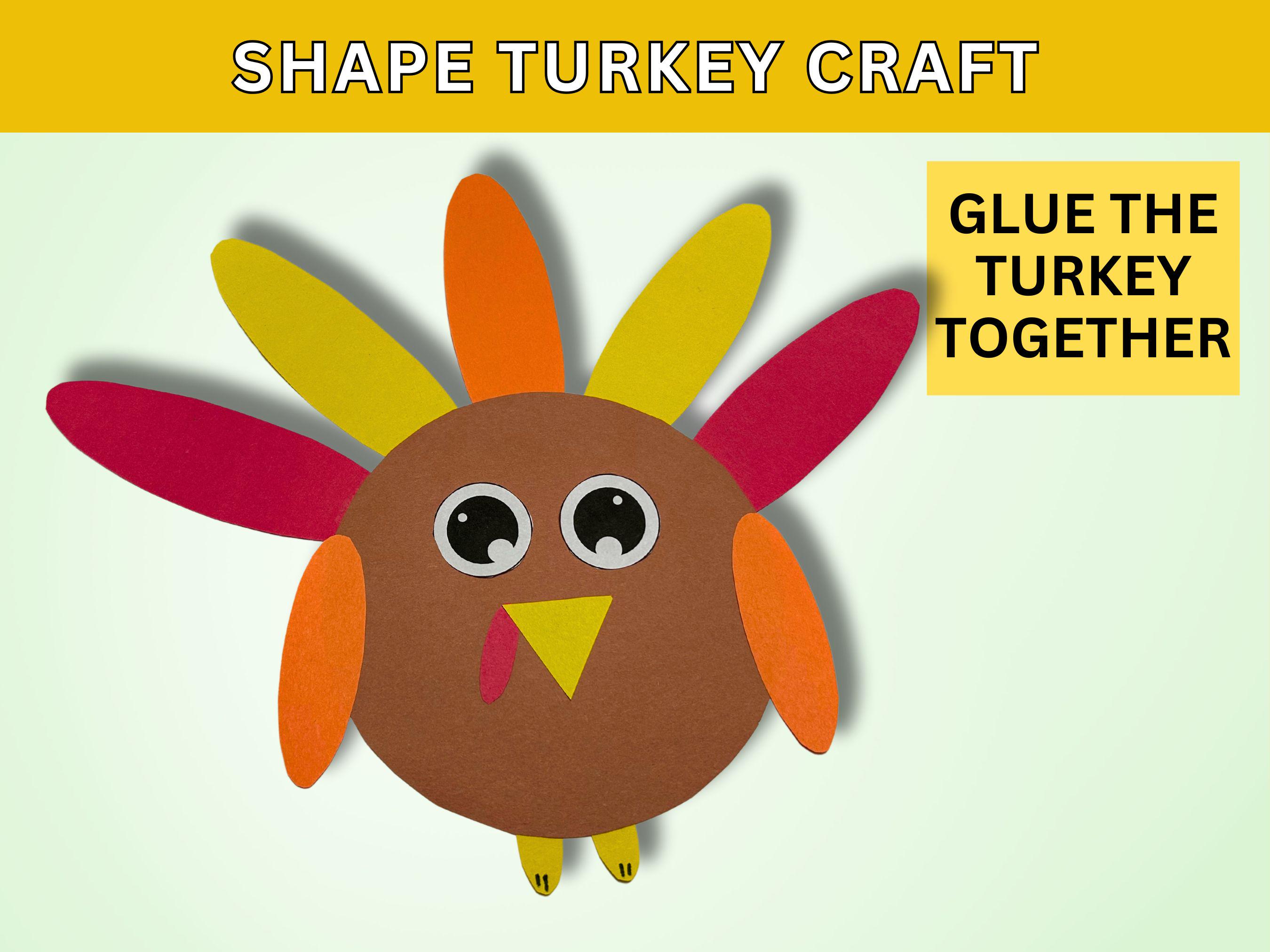 Shape Turkey Craft: Printable Thanksgiving Activity (PDF) - Etsy