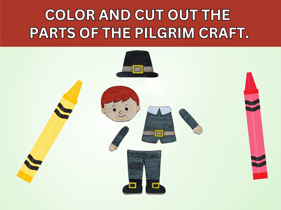 Pilgrim Craft for Kids: Printable Thanksgiving Activity - Etsy